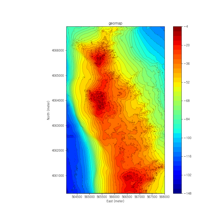 matlab scatter 함수를 사용하여 지형 그리기